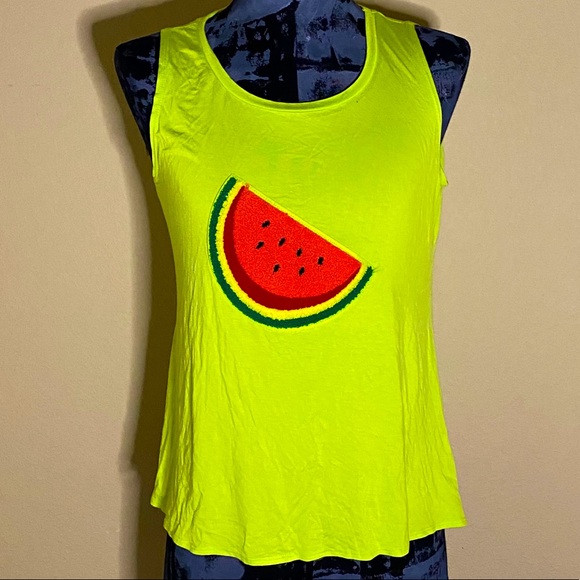 Cupio | Tops | Cupio Lime Green Watermelon Embroidered Graphic Tank Top ...